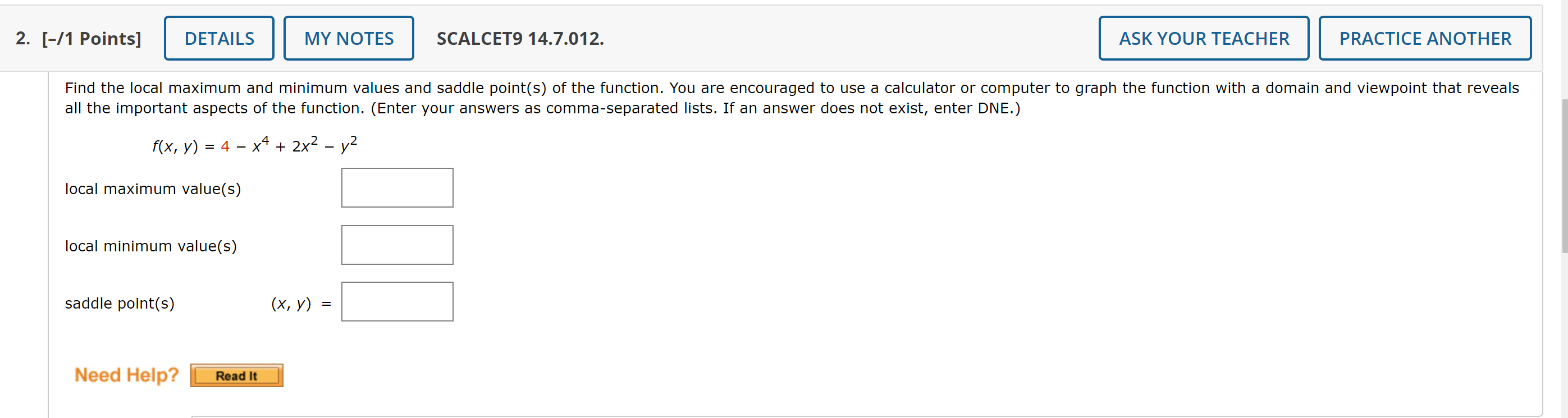 Solved HELP ASAP PLZ Find the local maximum and minimum | Chegg.com