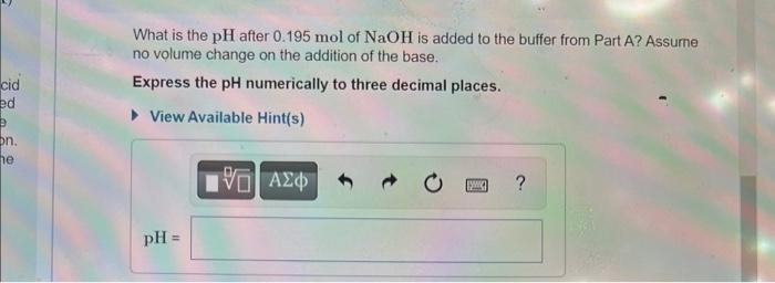 Solved What is the pH of a buffer prepared by adding 0.607 | Chegg.com