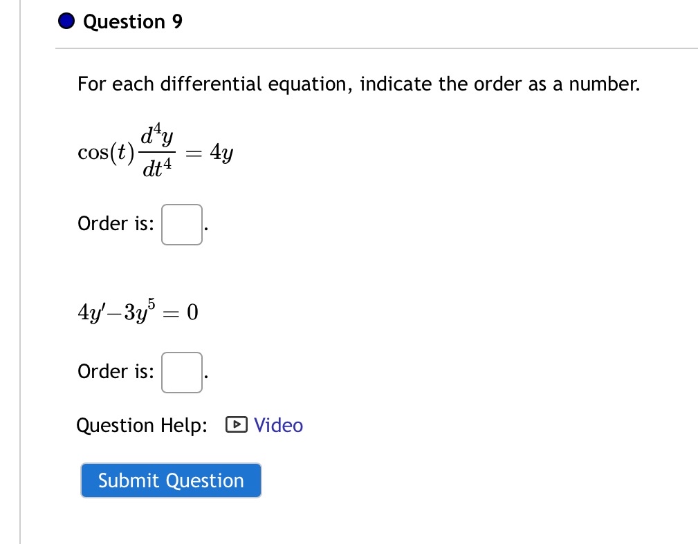 Solved Question 9For each differential equation, indicate | Chegg.com