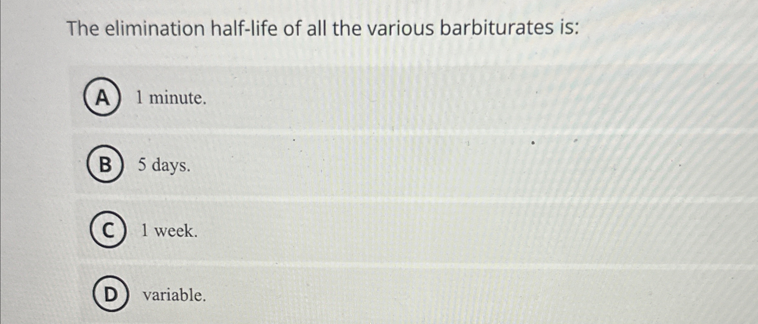 Solved The elimination half-life of all the various | Chegg.com