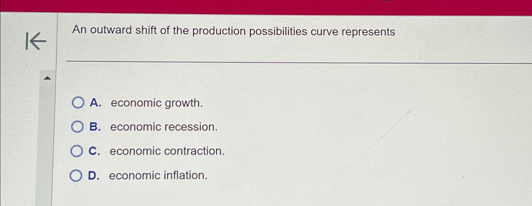 Solved An outward shift of the production possibilities | Chegg.com