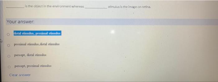 Solved is the object in the environment whereas stimulus is | Chegg.com