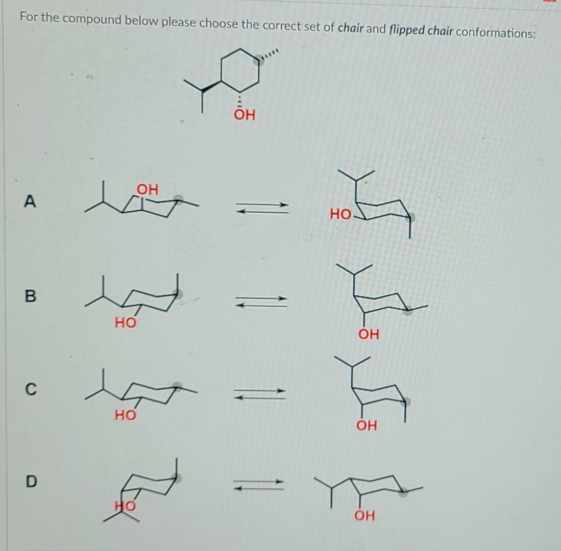 Solved For the compound below please choose the correct set | Chegg.com