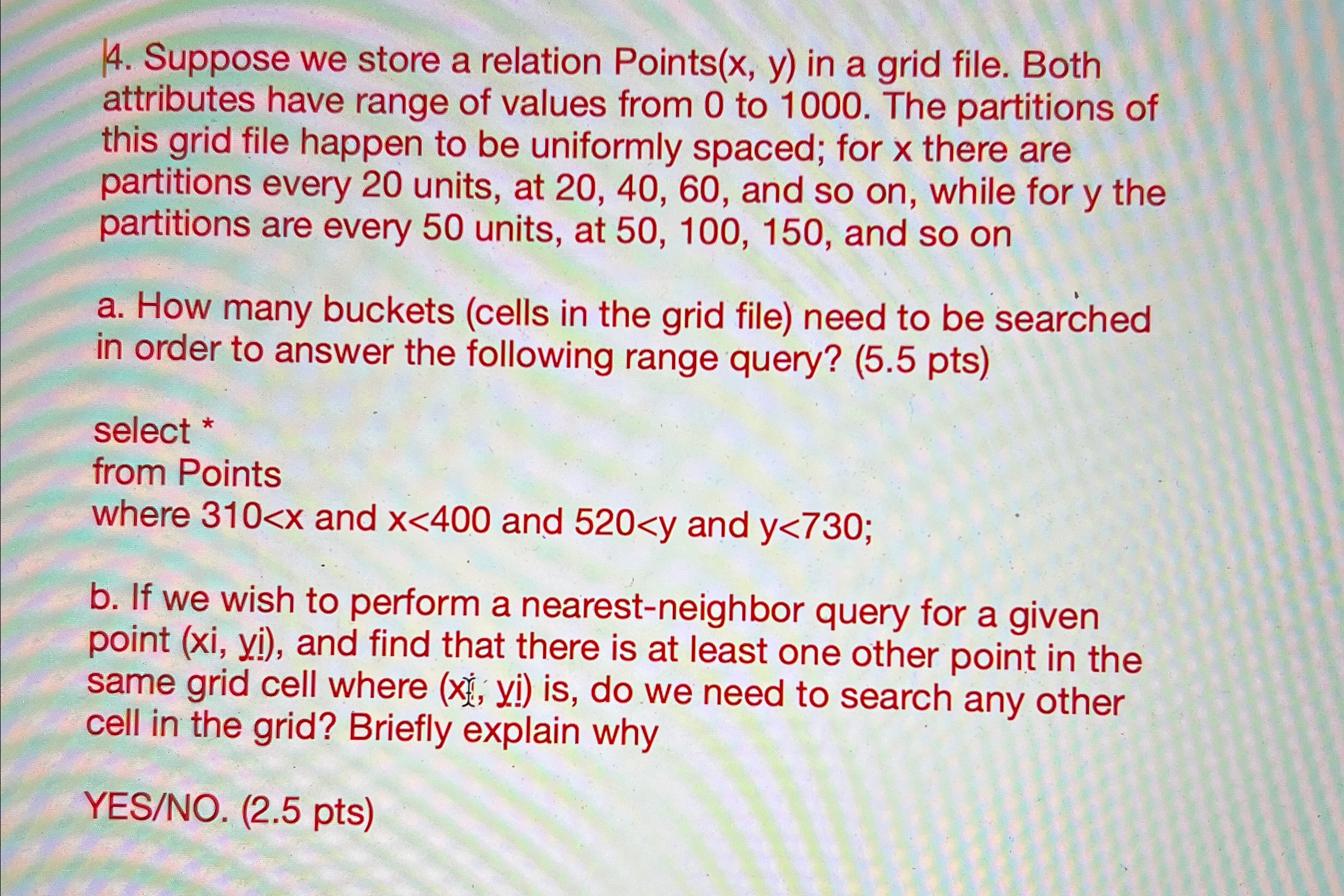 Solved Suppose we store a relation Points (x,y) ﻿in a grid | Chegg.com