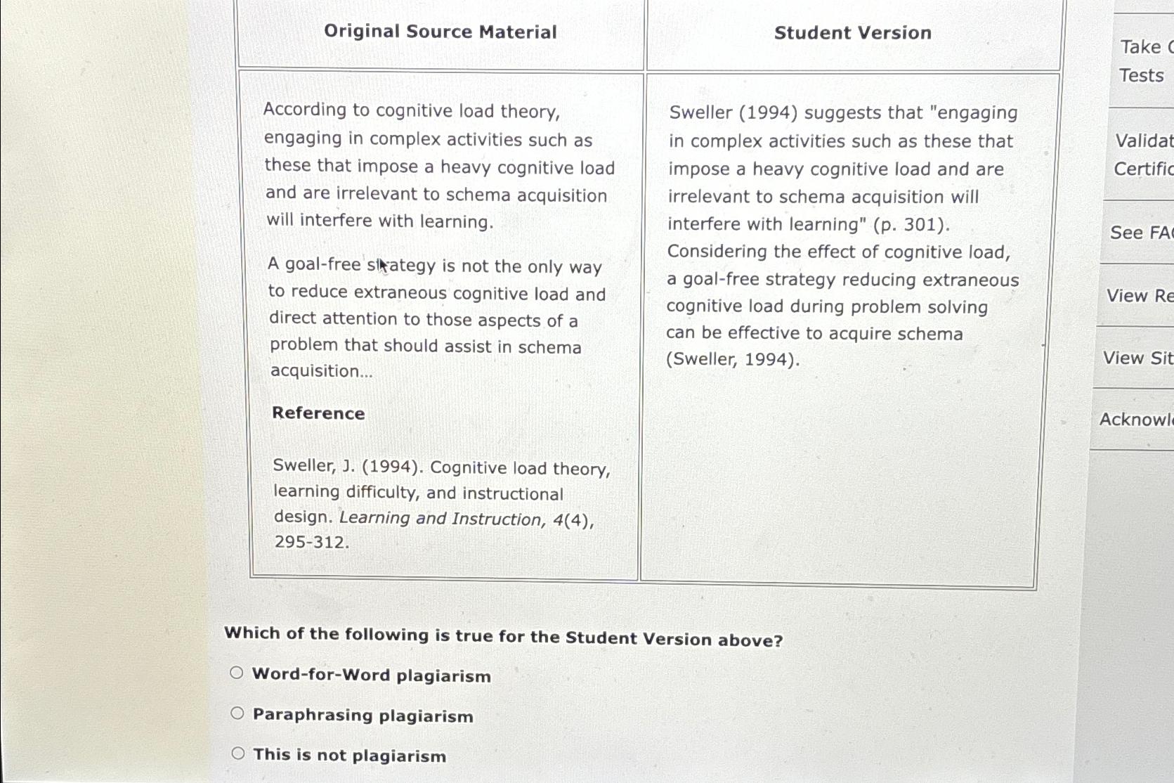 Solved \table[[Original Source Material,Student | Chegg.com