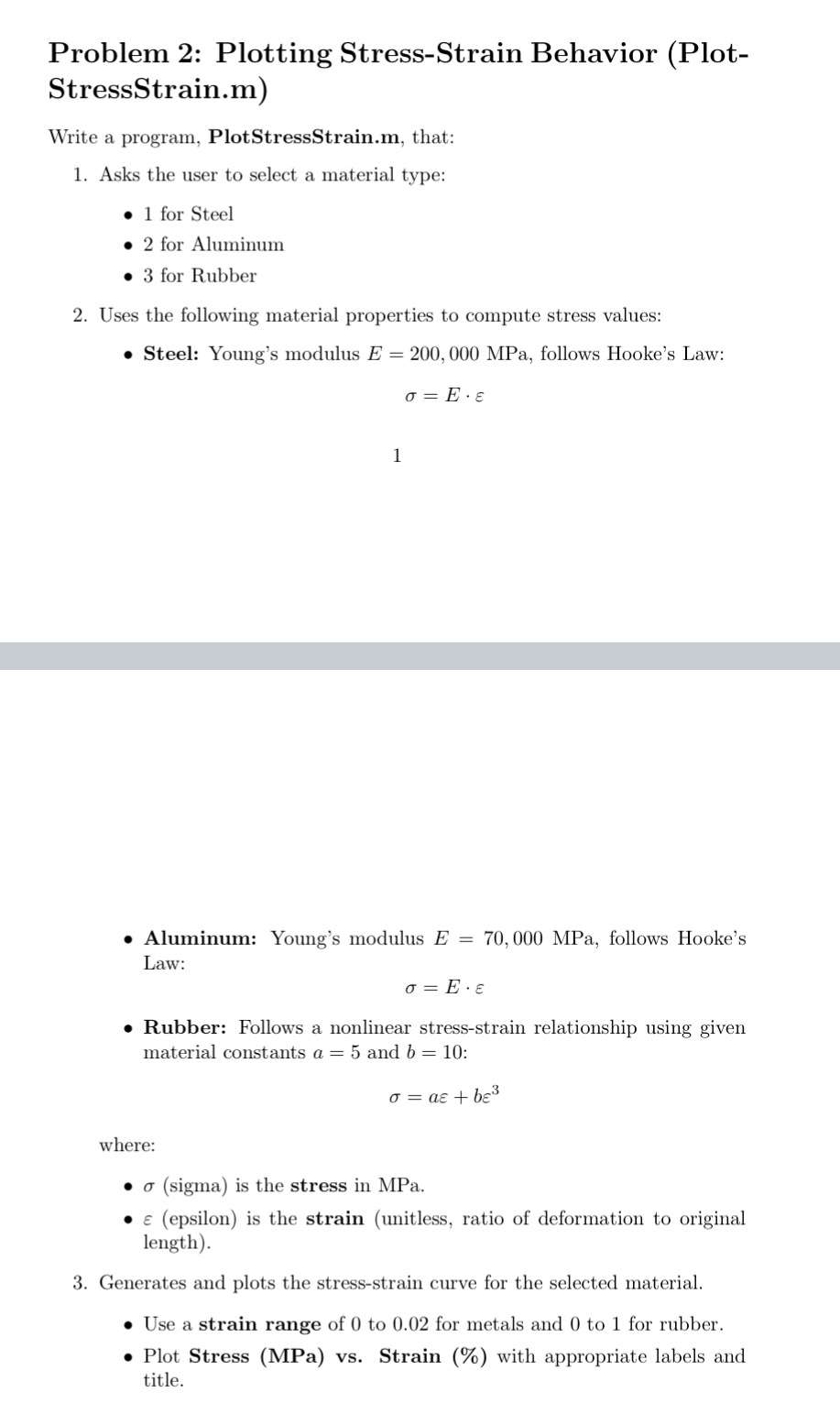 Solved Problem 2: Plotting Stress-Strain Behavior | Chegg.com