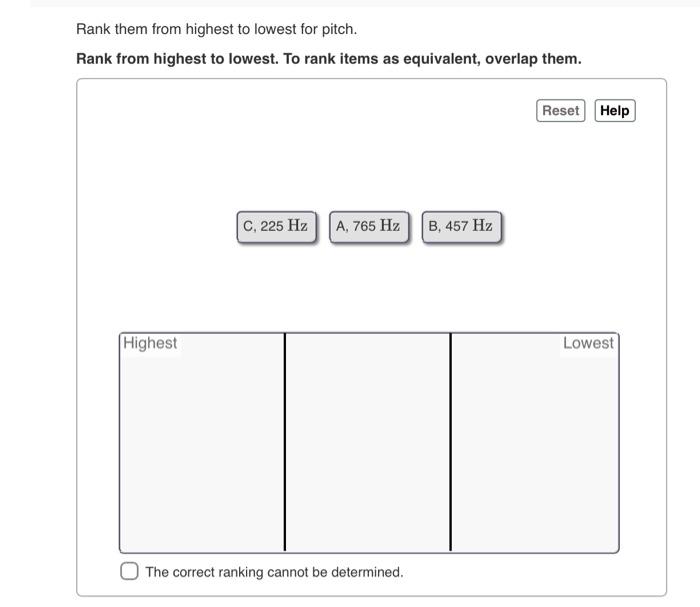 Solved Rank them from highest to lowest for pitch. Rank from | Chegg.com