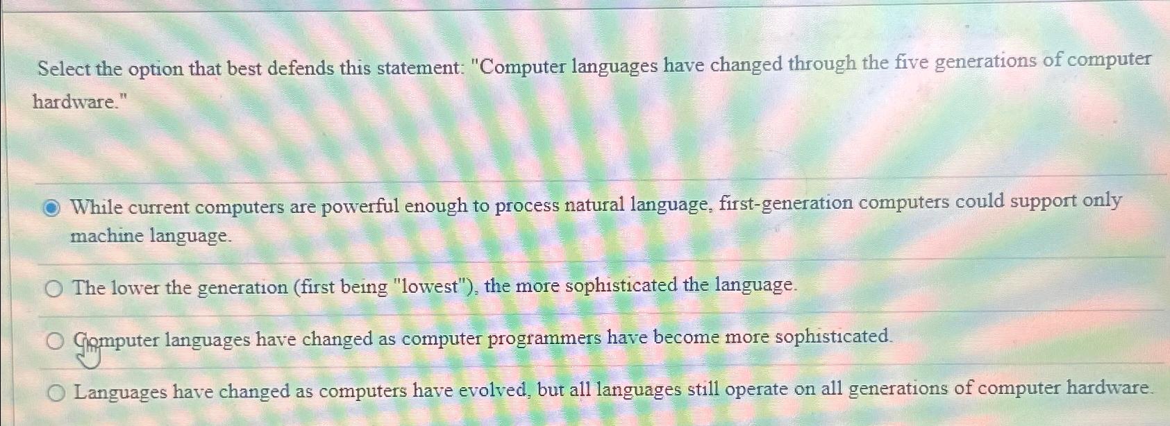 Solved Select the option that best defends this statement: | Chegg.com