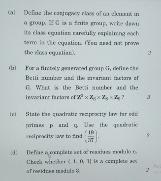 Solved (a) ﻿Define the conjugacy class of an element in a | Chegg.com