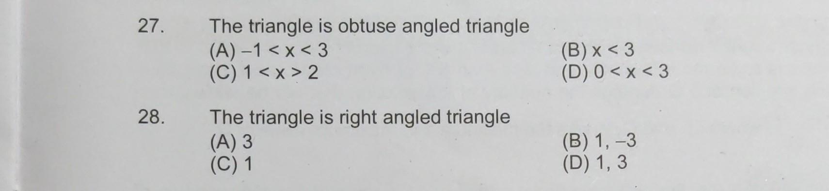 Solved If x,x+1,x+2 are three sides of a triangle then the | Chegg.com