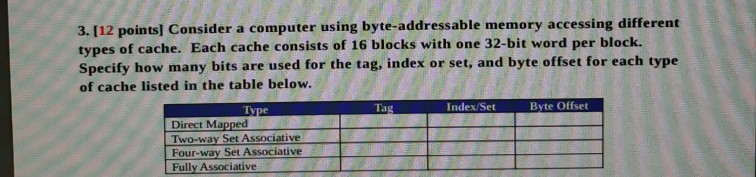Solved 3. [12 points] Consider a computer using | Chegg.com