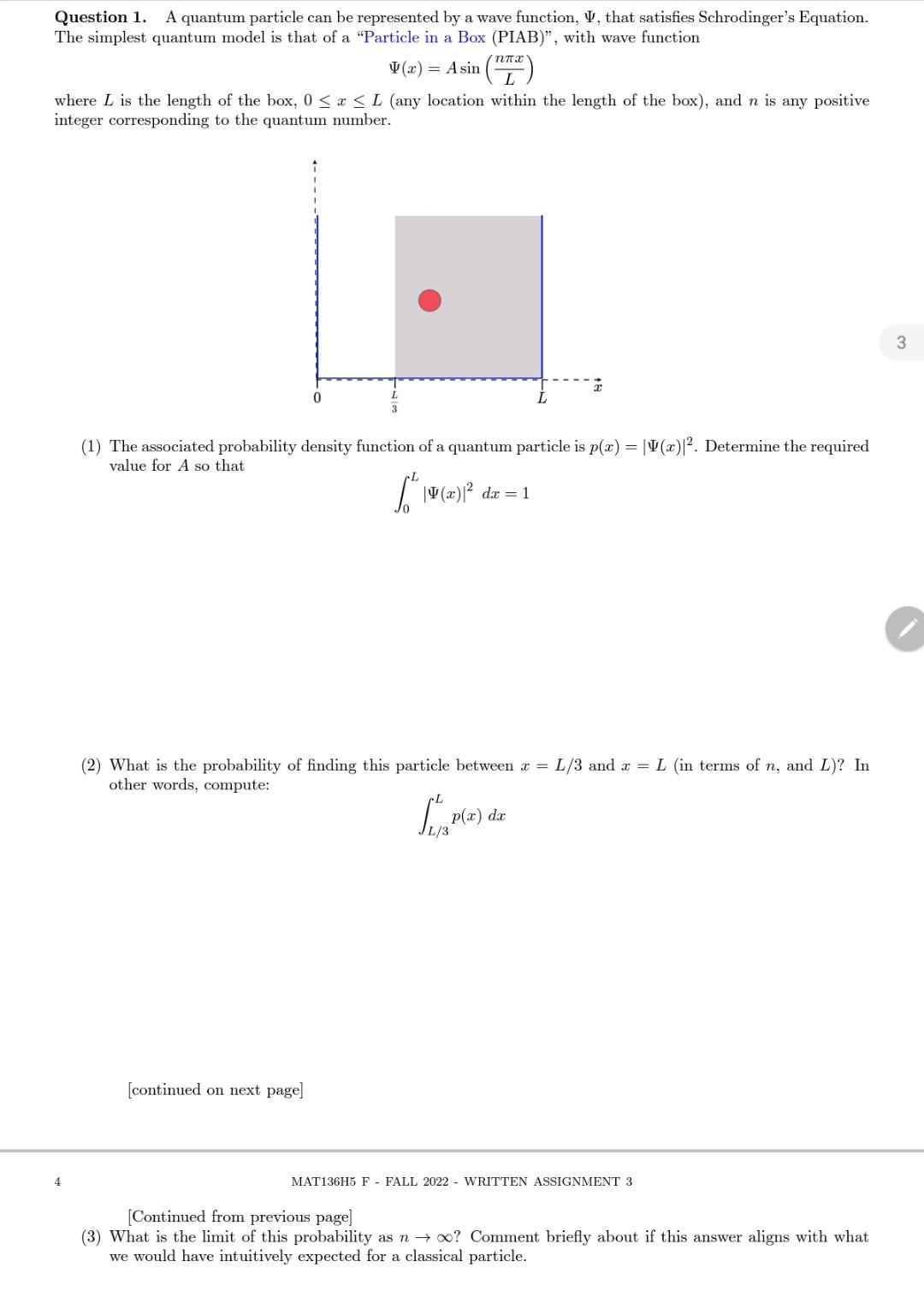Solved Question 1. A quantum particle can be represented by | Chegg.com
