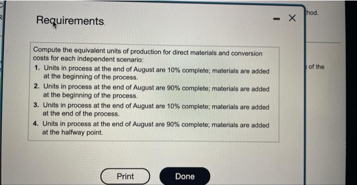 Solved Myers Company has the following data for the Assembly | Chegg.com