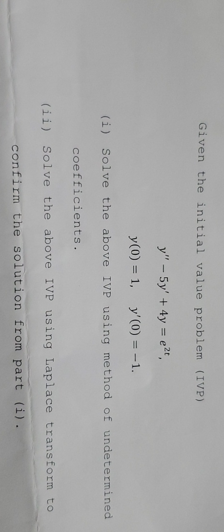Given the initial value problem | Chegg.com