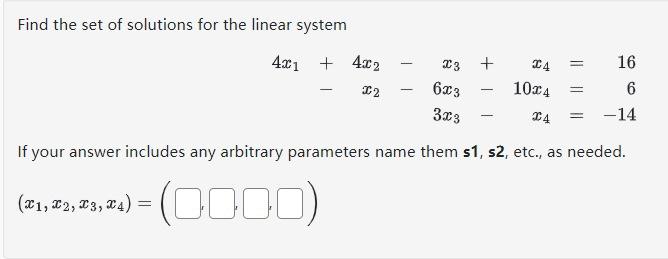 Solved Find the set of solutions for the linear system | Chegg.com