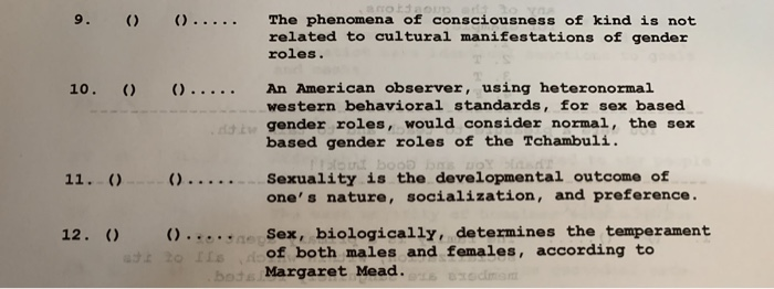 9. () ()..... The phenomena of consciousness of kind | Chegg.com