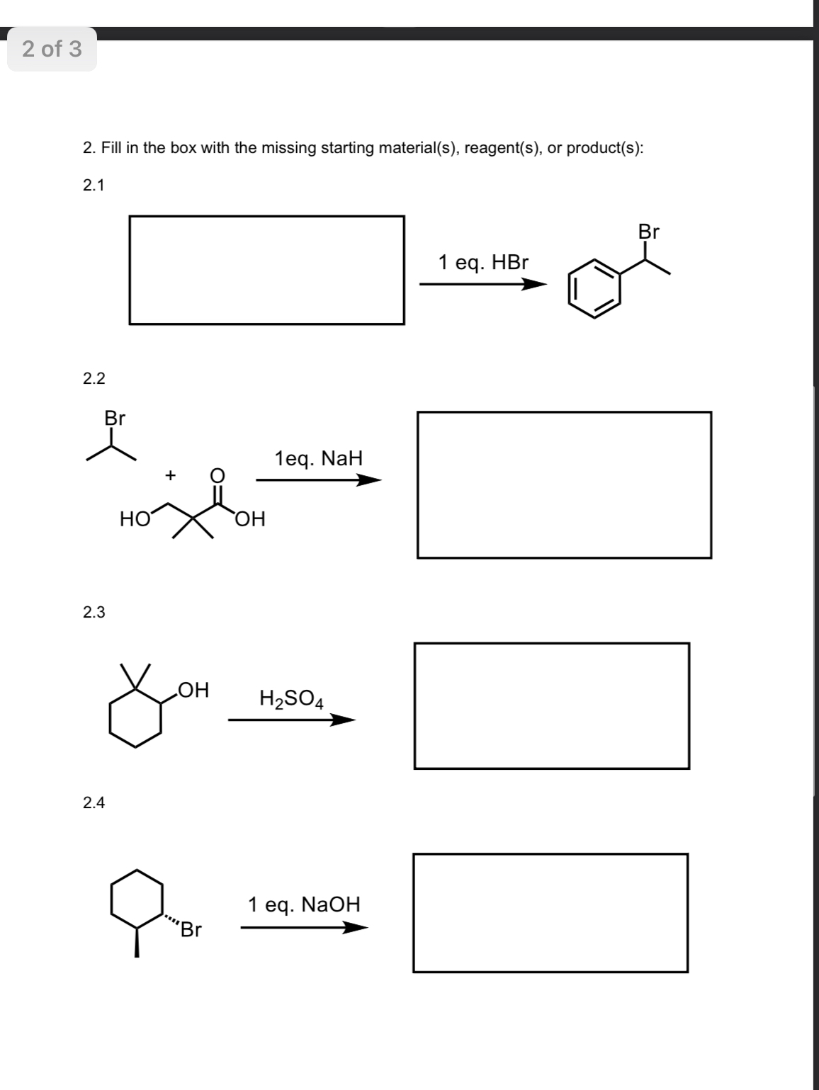Solved Fill in the box with the missing starting | Chegg.com