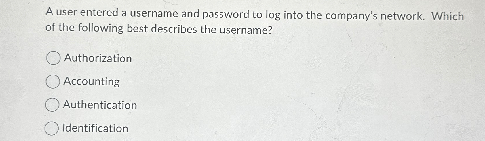 Solved A user entered a username and password to log into | Chegg.com