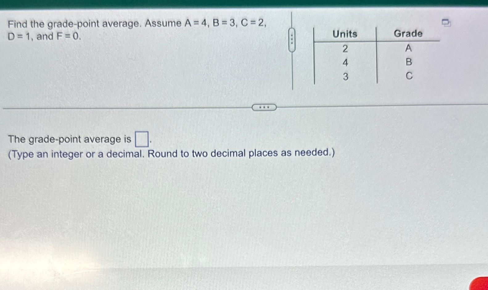 Solved find the grade point average & round to two decimal | Chegg.com