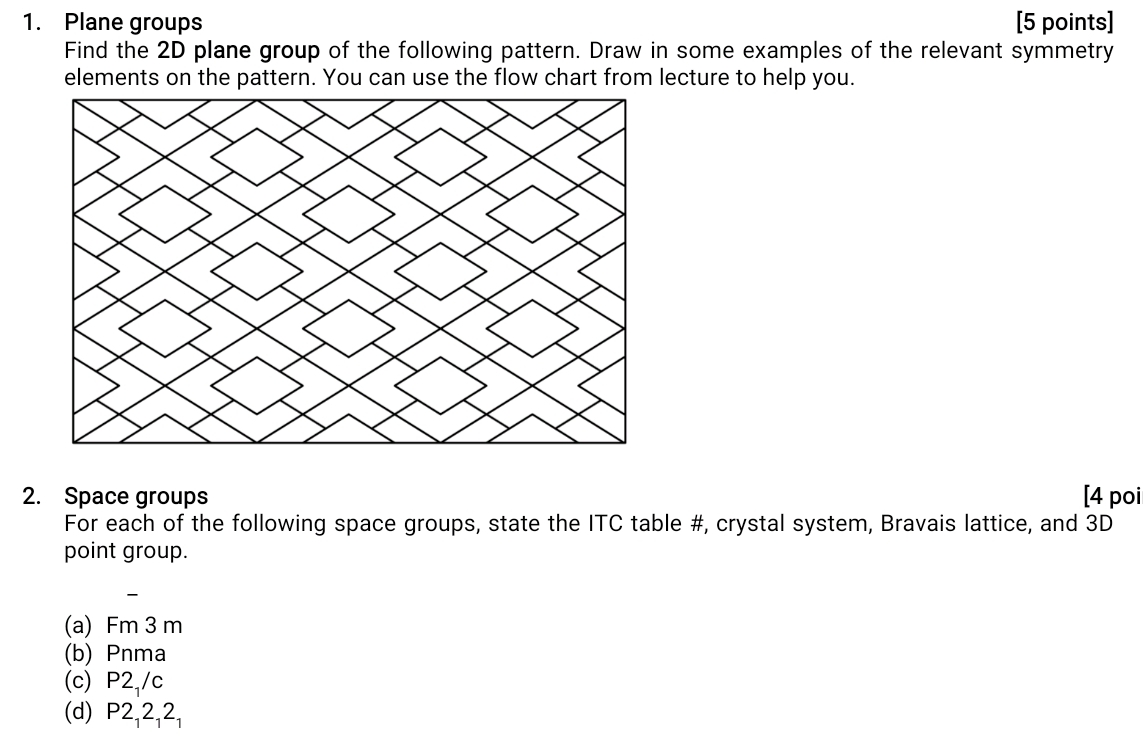 Solved Plane groups[5 ﻿points]Find the 2D plane group of the | Chegg.com
