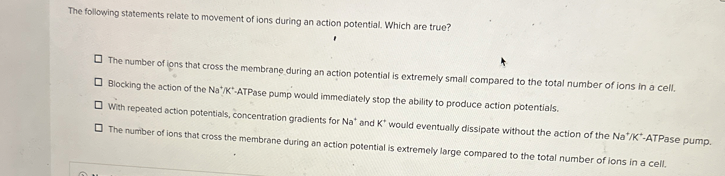Solved The following statements relate to movement of ions | Chegg.com