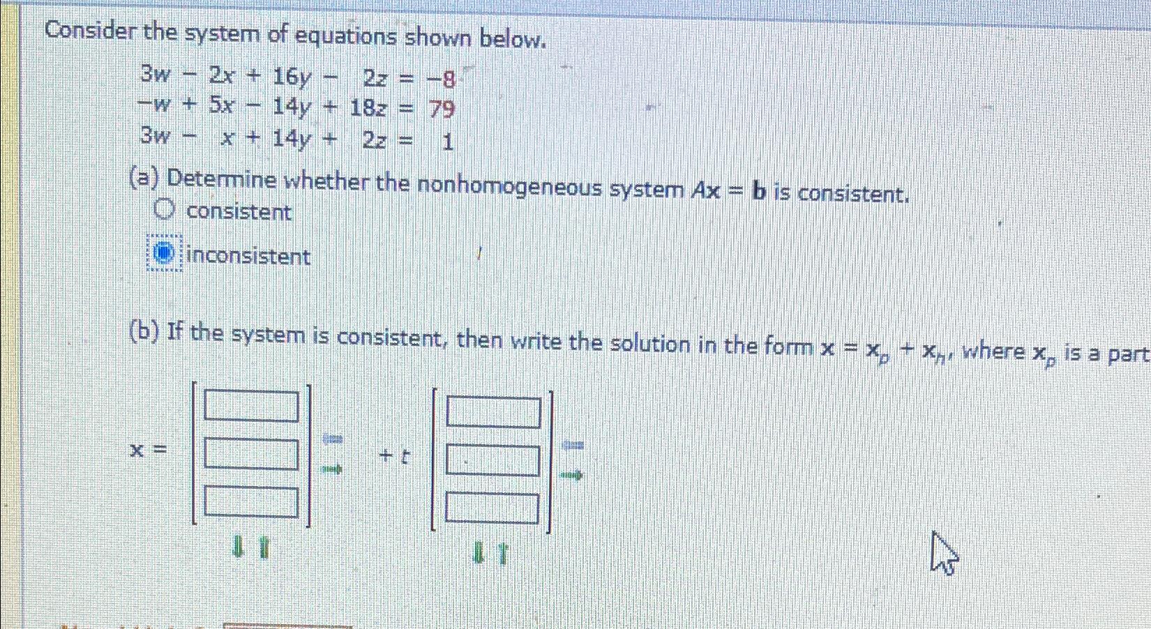 Solved Consider the system of equations shown | Chegg.com