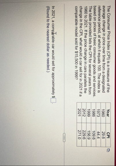 The Consumer Price Index (CPI) ﻿is a measure of the | Chegg.com