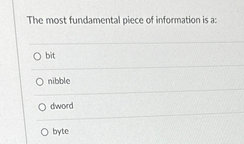 Solved The most fundamental piece of information is | Chegg.com