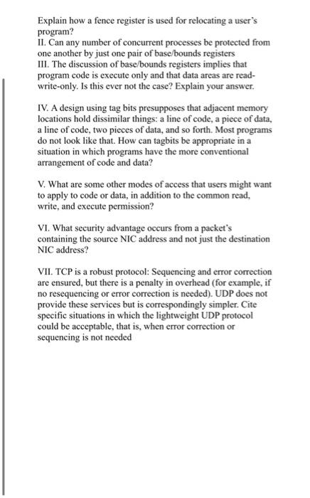 Explain how a fence register is used for relocating a | Chegg.com