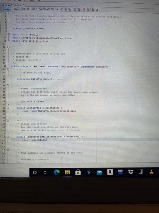 Solved LinkedTree Source History 1 To change hedeche License | Chegg.com