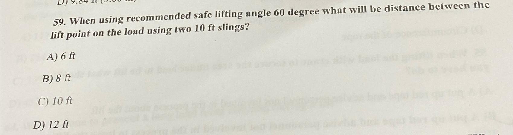 Solved When using recommended safe lifting angle 60 ﻿degree | Chegg.com