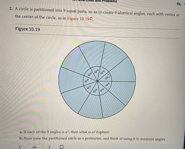 Solved A circle is partitioned into 9 ﻿equal parts, so as to | Chegg.com