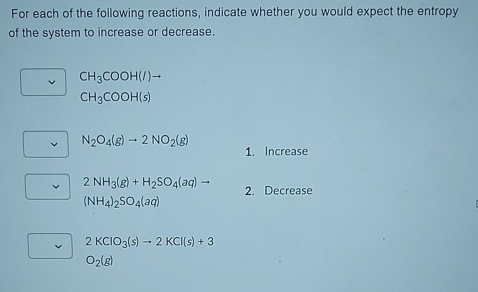Solved For each of the following reactions, indicate whether | Chegg.com