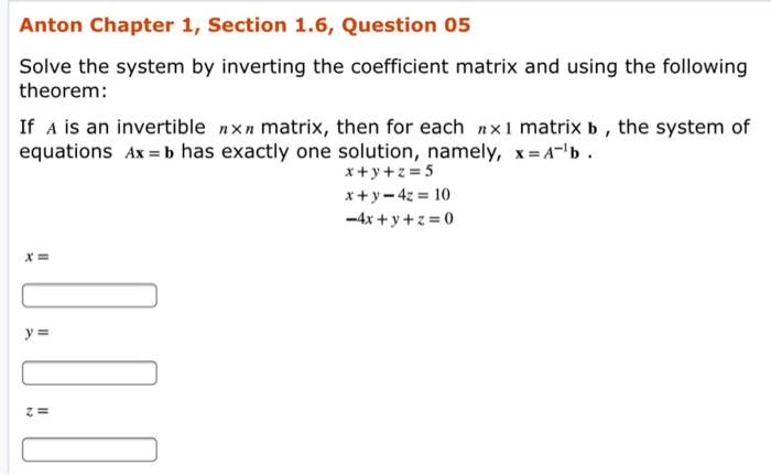 Solved Anton Chapter 1, Section 1.6, Question 05 Solve the | Chegg.com