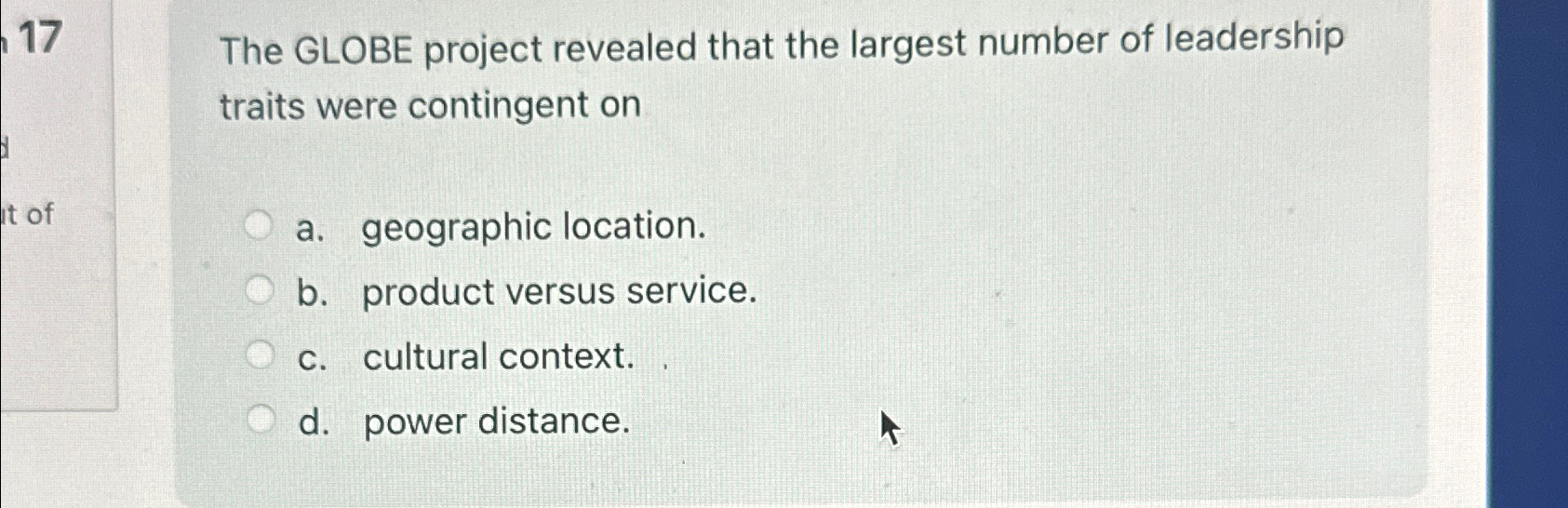 Solved The GLOBE project revealed that the largest number of | Chegg.com