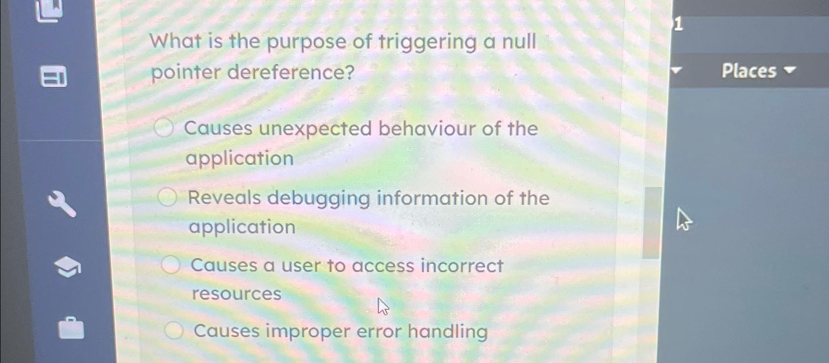Solved What is the purpose of triggering a null pointer | Chegg.com
