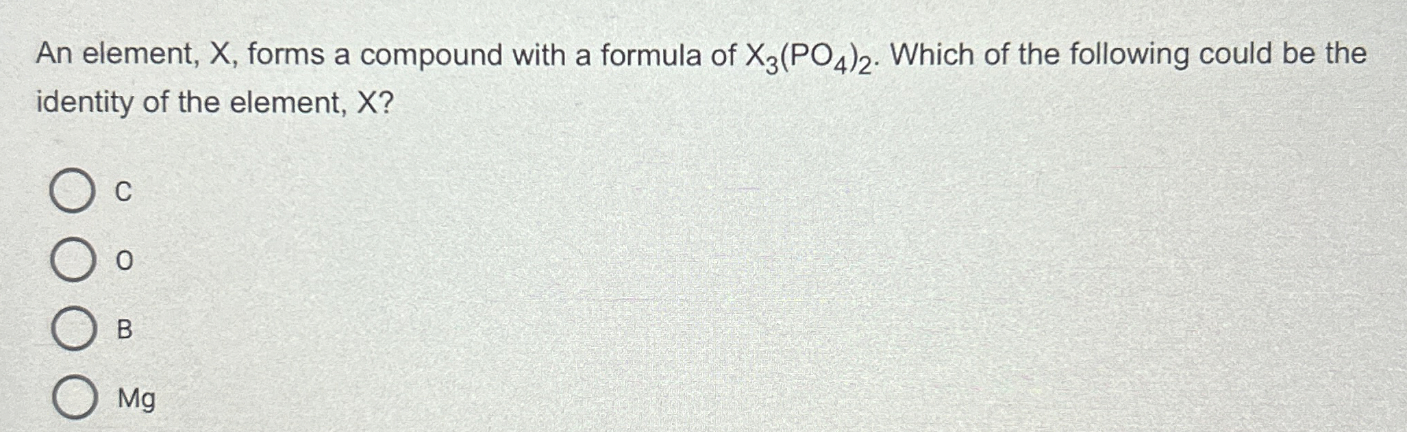 Solved An element, x, ﻿forms a compound with a formula of | Chegg.com