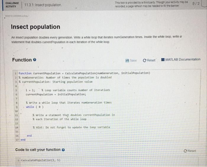 Solved CHALLENGE ACTIVITY 11.3. 1 Insect population This | Chegg.com Solved CHALLENGE ACTIVITY 11.3. 1 Insect population This | Chegg.com