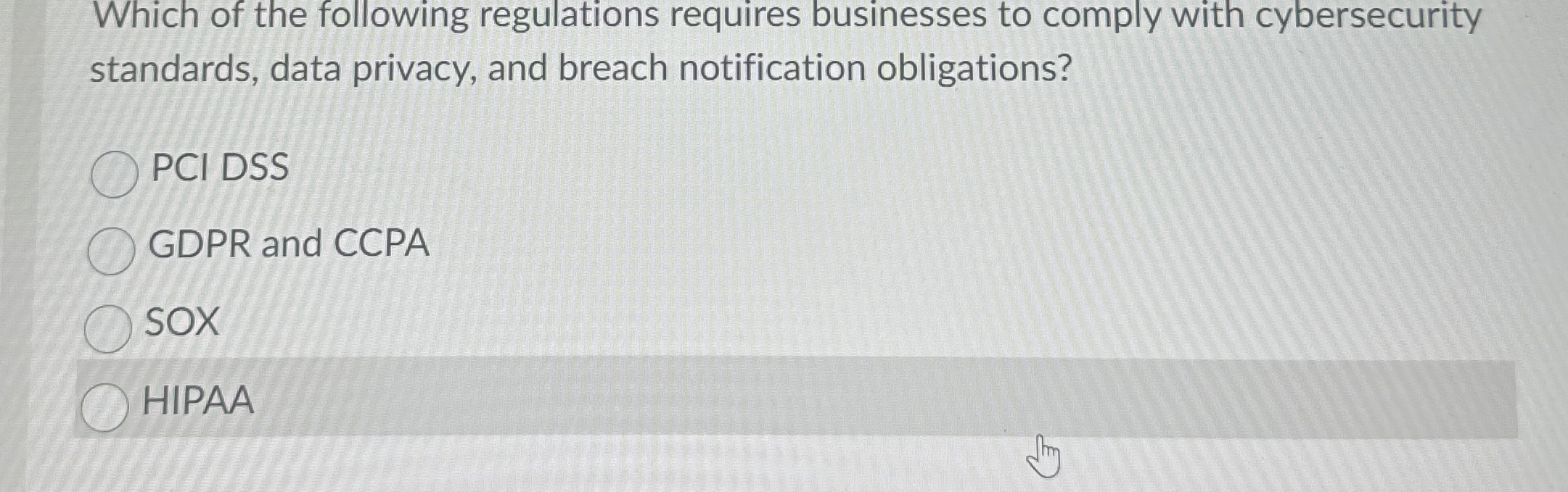 Solved Which of the following regulations requires | Chegg.com