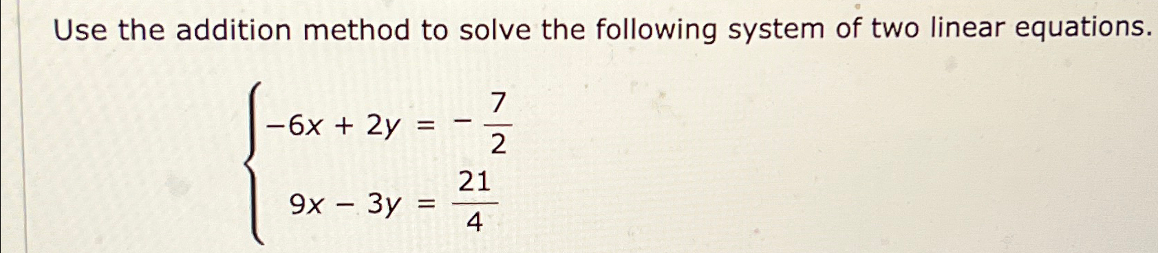 Solved Use the addition method to solve the following system | Chegg.com