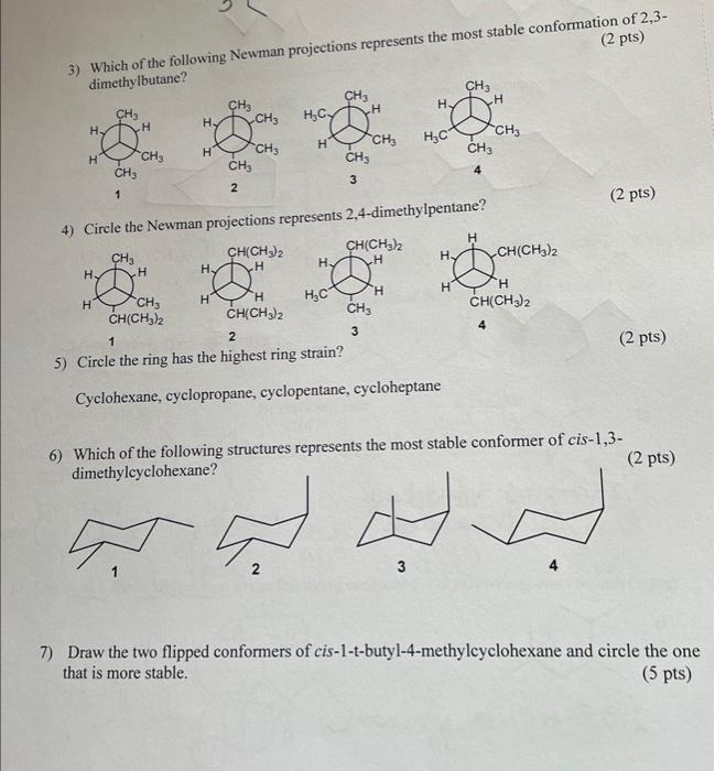 Solved 3) Which of the following Newman projections | Chegg.com