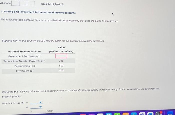 Solved 2. Saving and investment in the national income | Chegg.com