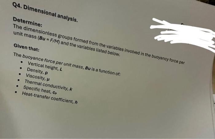 Solved Q4. Dimensional analysis. Determine: The | Chegg.com
