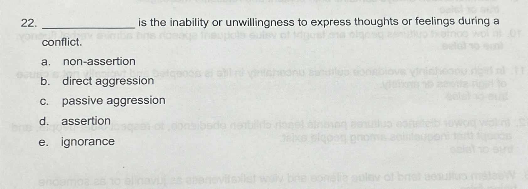 Solved is the inability or unwillingness to express thoughts | Chegg.com