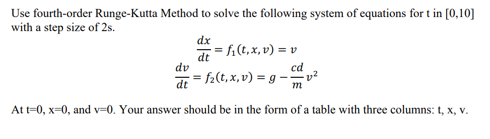 Solved Use fourth-order Runge-Kutta Method to solve the | Chegg.com