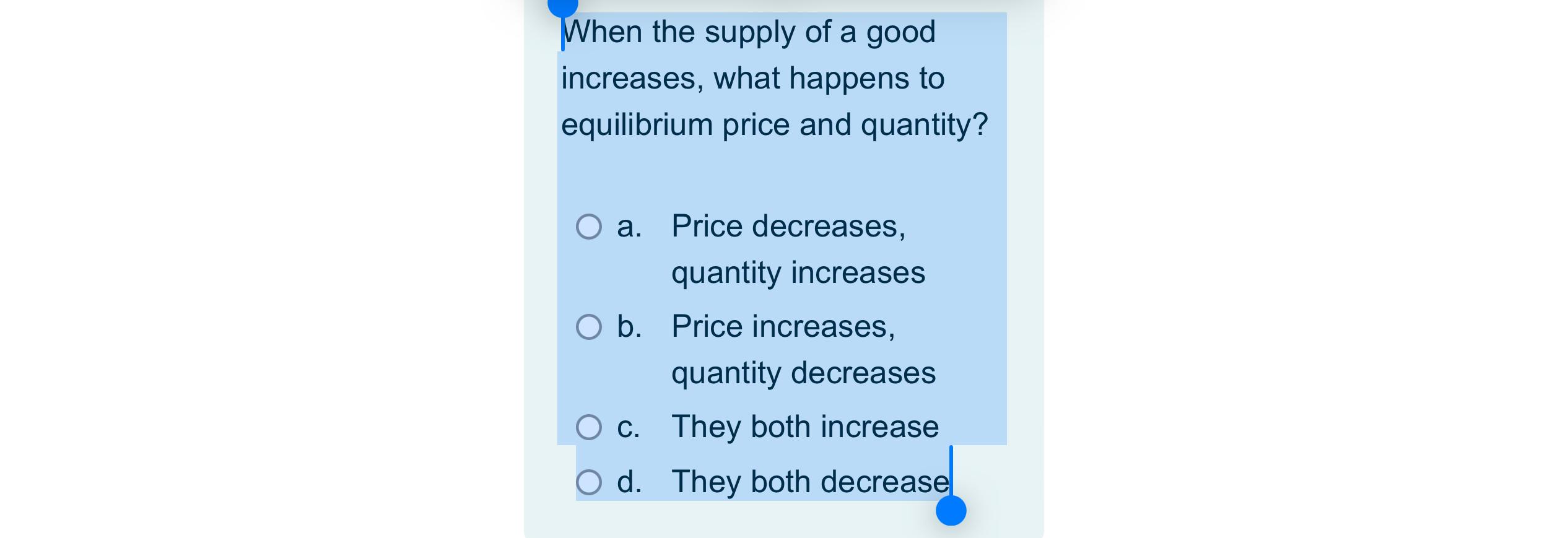 Solved When the supply of a good increases, what happens to | Chegg.com
