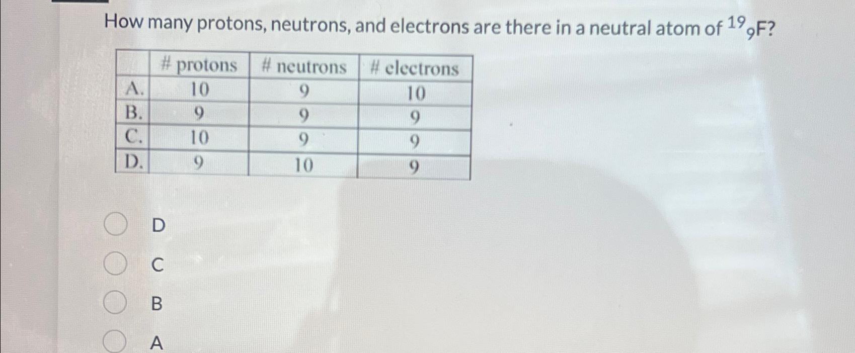 Solved How many protons, neutrons, and electrons are there | Chegg.com