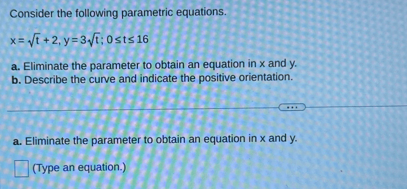 Solved Consider the following parametric | Chegg.com
