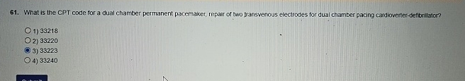 Solved What is the CPT code for a dual chamber permanent | Chegg.com