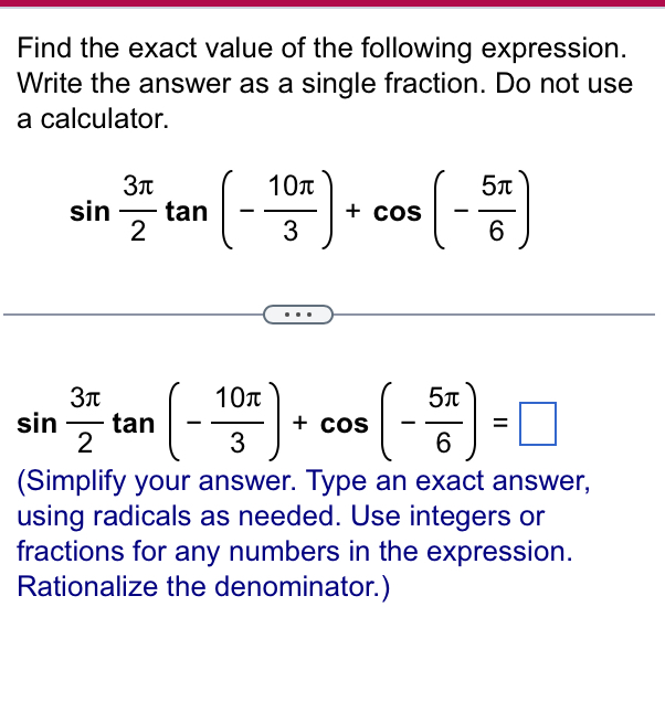 Solved Find the exact value of the following expression. | Chegg.com